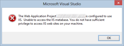Unable to access the IIS metabase error and how to fix it