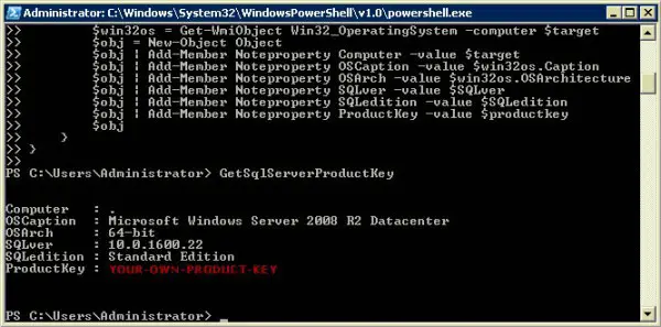 SQL Server - Product Key from an existing installation
