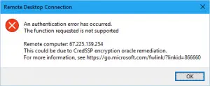 Oracle CredSSP Encryption on Remote Desktop Error - How to Fix