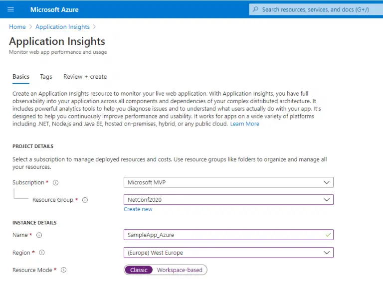 ASP.NET Core 5 Structured Logging con Azure Application Insights